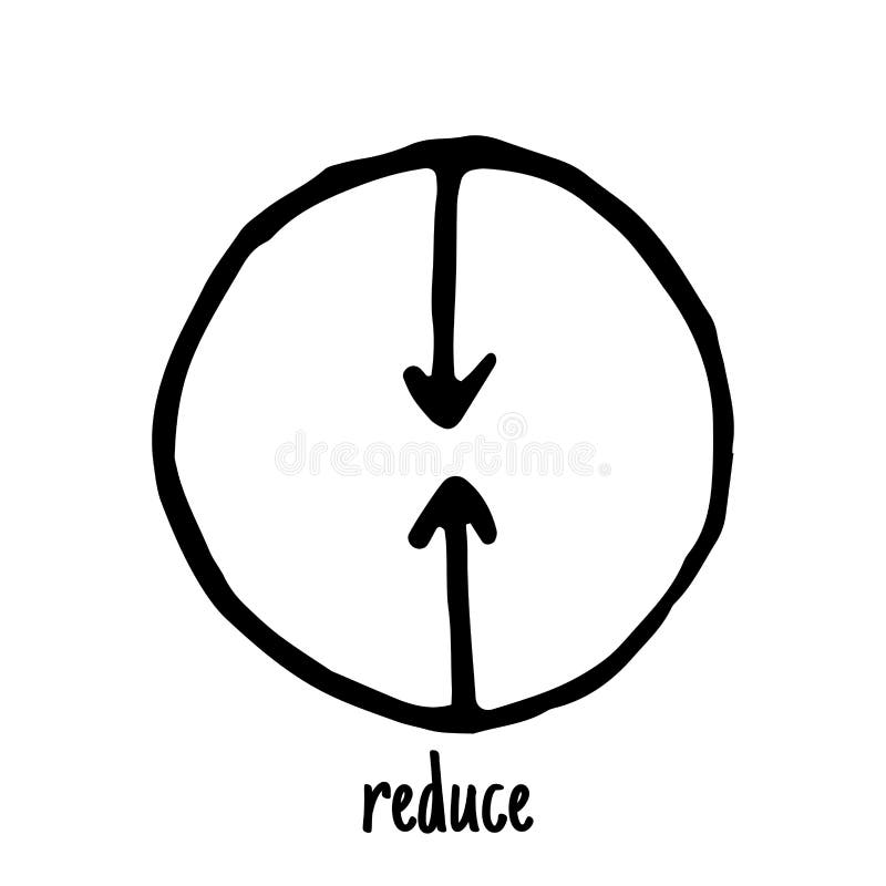 Hand Drawn Reduce Symbol, Isolated on White Background, Vector Stock ...