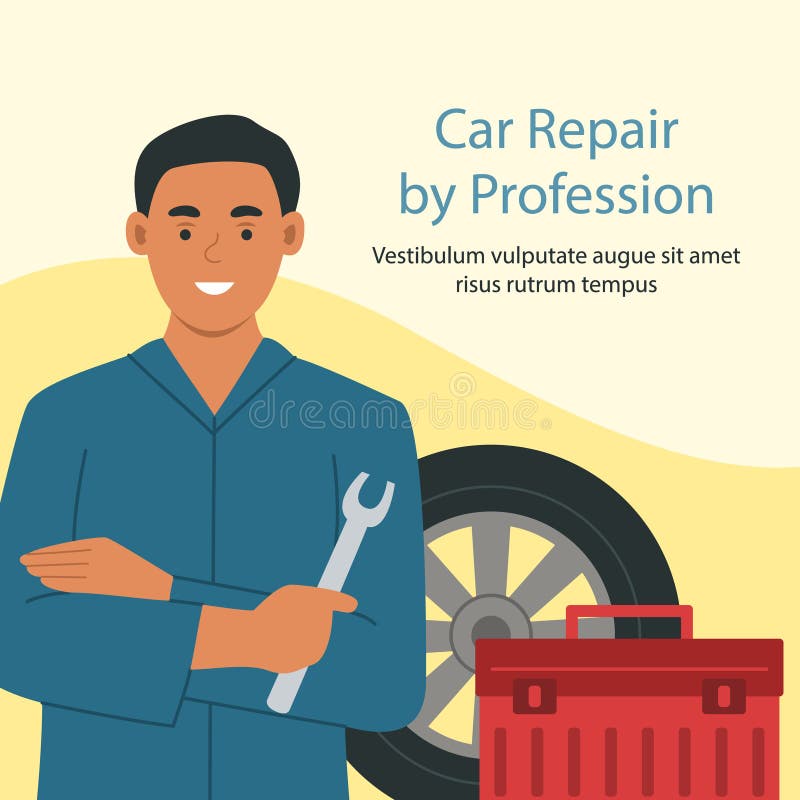 Hand Drawn Repair Shop Template Design Vector Illustration. Stock ...