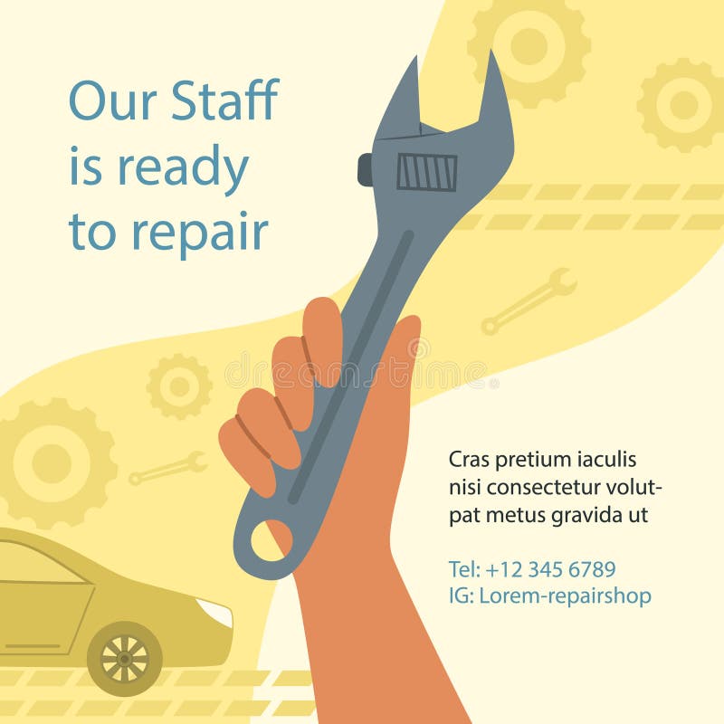 Hand Drawn Repair Shop Template Design Vector Illustration. Stock ...