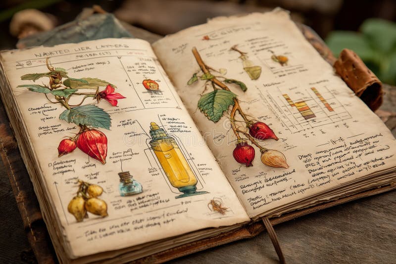 Witch S Botanical Research Sketches with Magical Seed Pods and Glowing ...