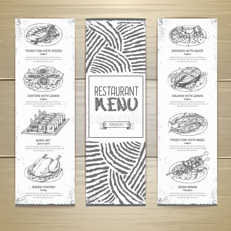 Hand Drawn Restaurant Menu Design Stock Vector - Illustration of ...