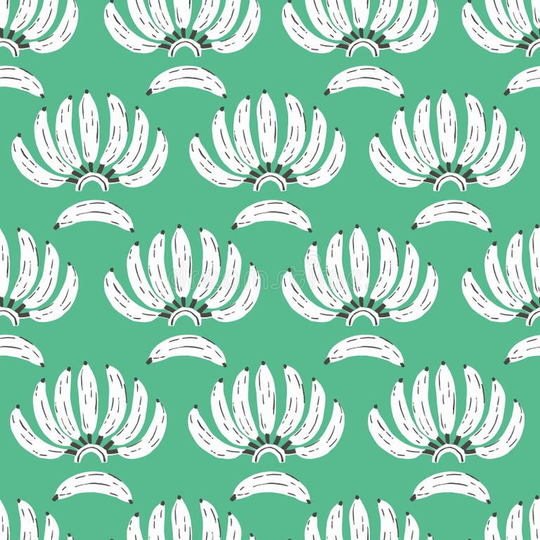 Hand-drawn Retro Banana Illustration Seamless Repeat Pattern Stock ...