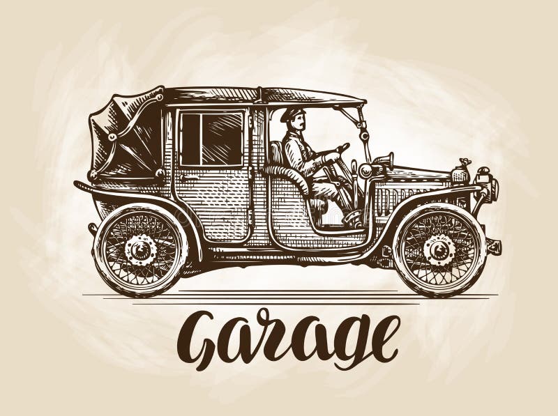 Hand-drawn Retro Car. Sketch Vector Illustration Stock Vector ...
