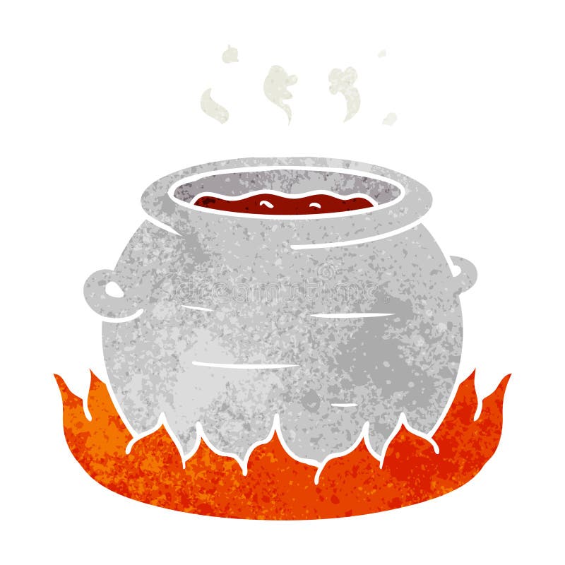 Hand Drawn Retro Cartoon Doodle of a Pot of Stew Stock Vector ...