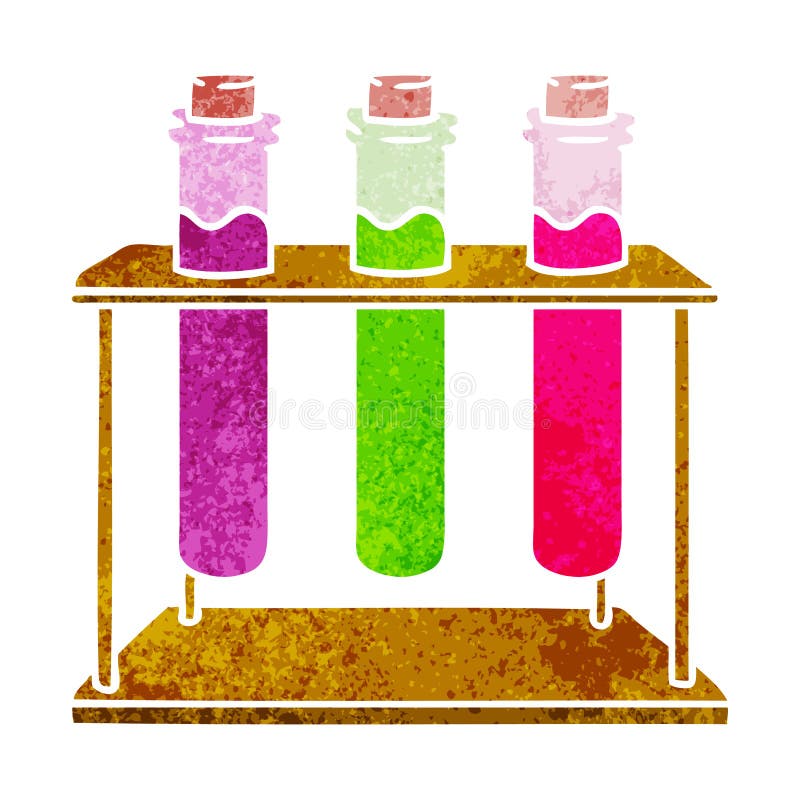 Hand Drawn Retro Cartoon Doodle of a Science Test Tube Stock Vector ...
