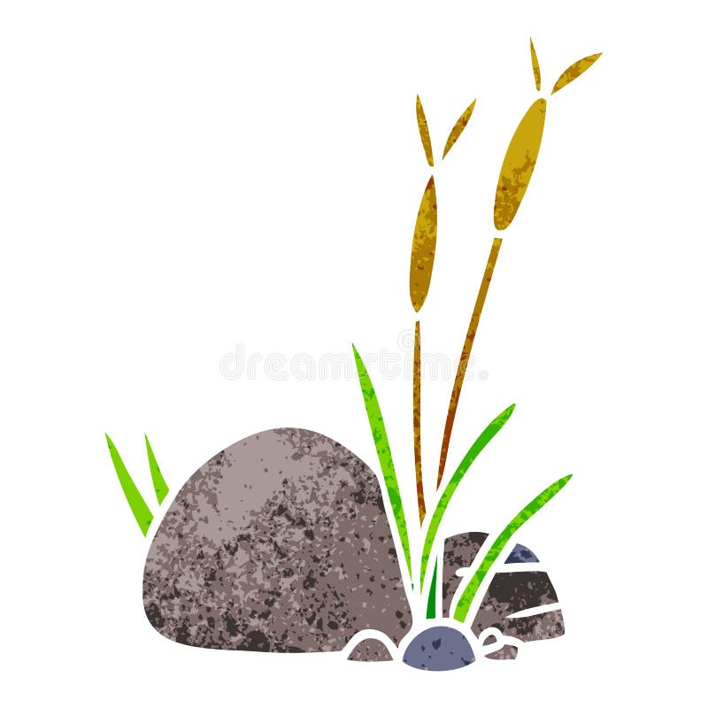 Hand Drawn Retro Cartoon Doodle of Stone and Pebbles Stock Vector ...