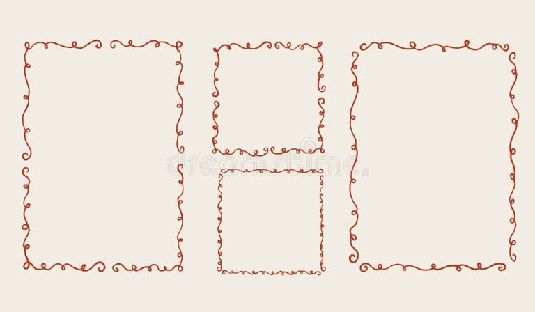Hand Drawn Retro Frames Set. Chalk Scribble Wavy Borders Collection. Pencil Texture Doodle Frame ...