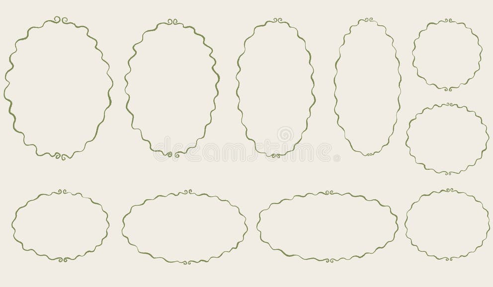 Hand Drawn Retro Frames Set. Chalk Scribble Wavy Borders Collection ...