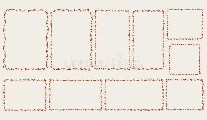 Hand Drawn Retro Frames Set. Chalk Scribble Wavy Borders Collection. Pencil Texture Doodle Frame ...