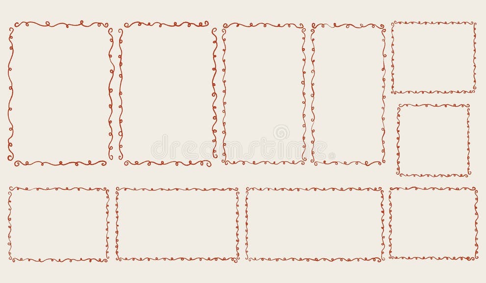 Hand Drawn Retro Frames Set. Chalk Scribble Wavy Borders Collection ...