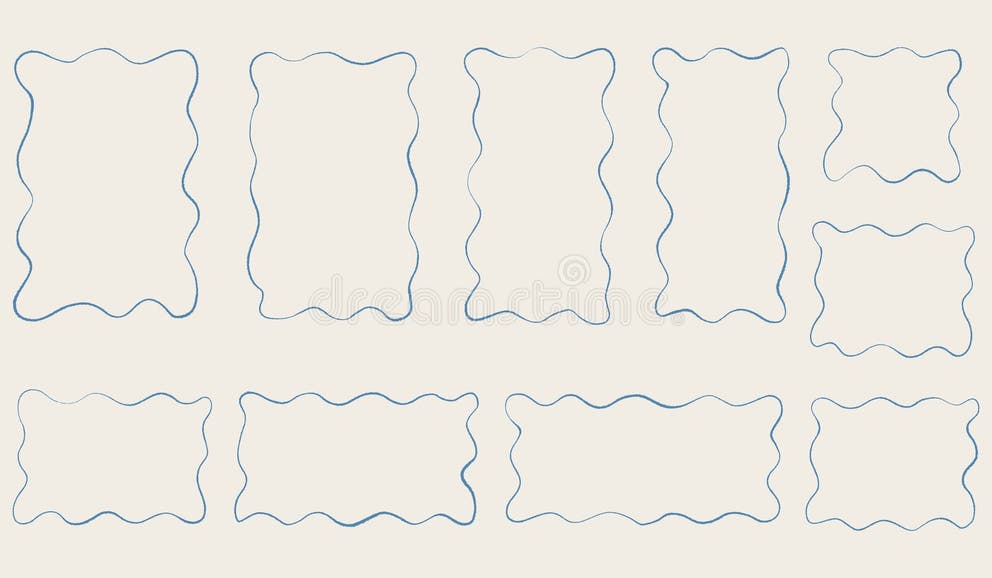 Hand Drawn Retro Frames Set. Chalk Scribble Wavy Borders Collection ...