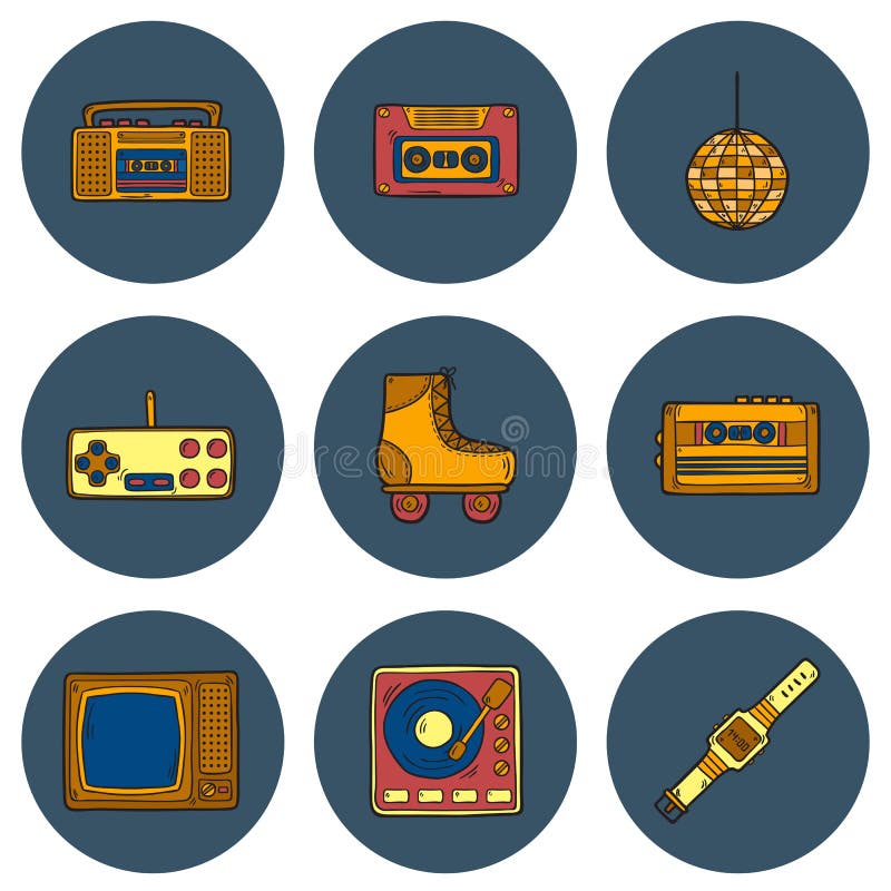Hand drawn retro icons stock vector. Illustration of boot - 63582908