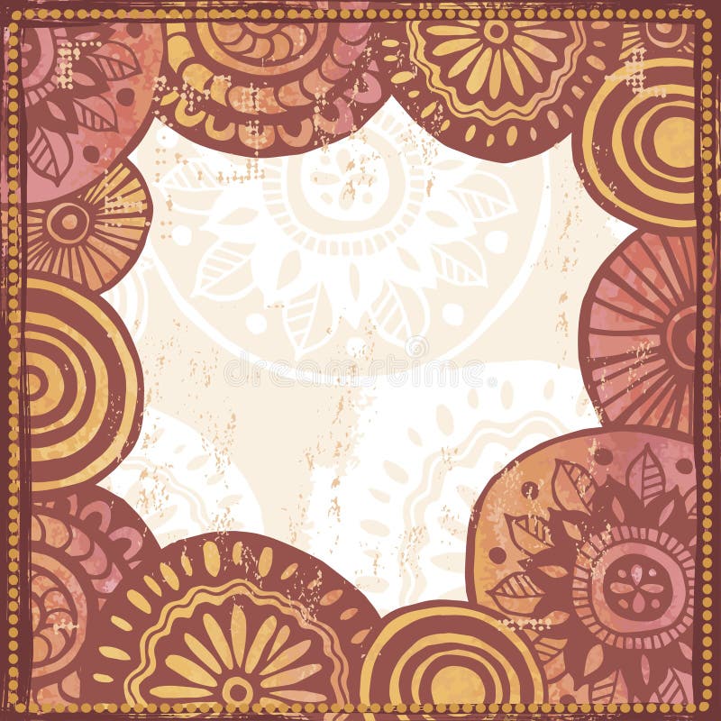 Hand Drawn Retro Tribal Frame Stock Vector - Illustration of mexican ...