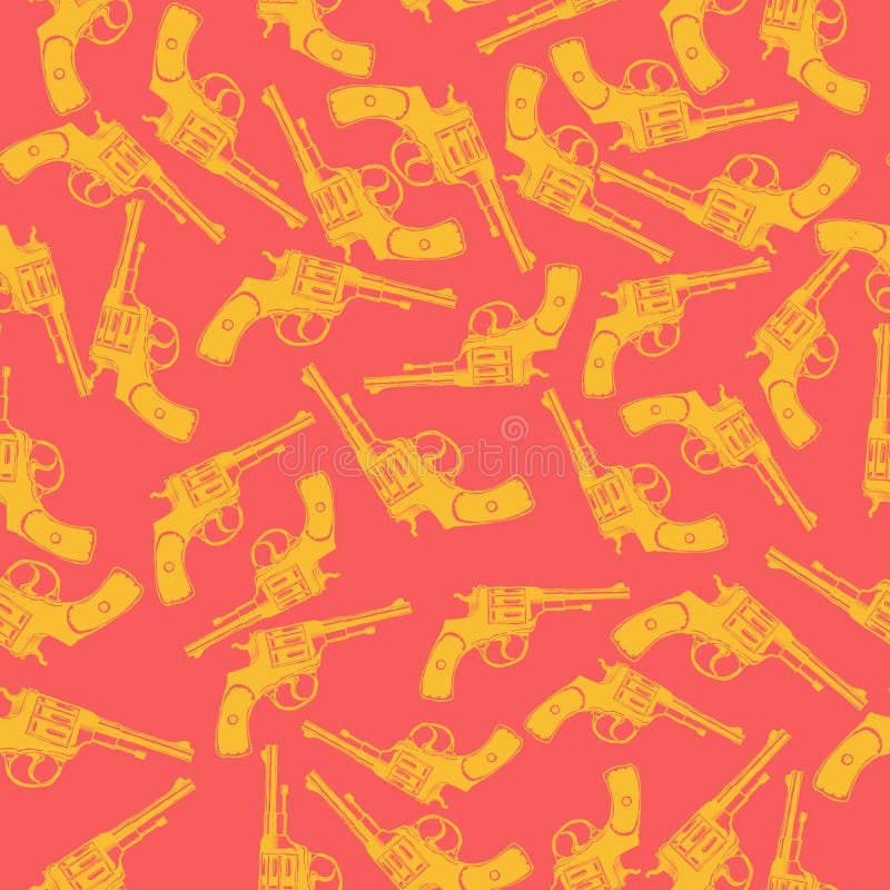 Hand Drawn Revolver Gun Seamless Pattern Vector Stock Vector ...