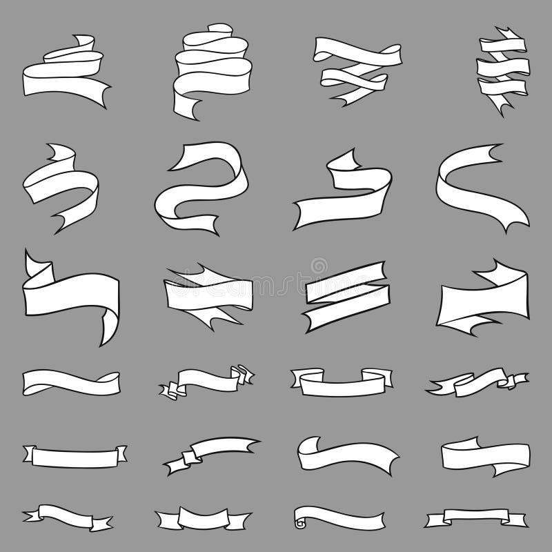 Hand Drawn Ribbon Banners, Classic Universal Elements Stock Vector ...