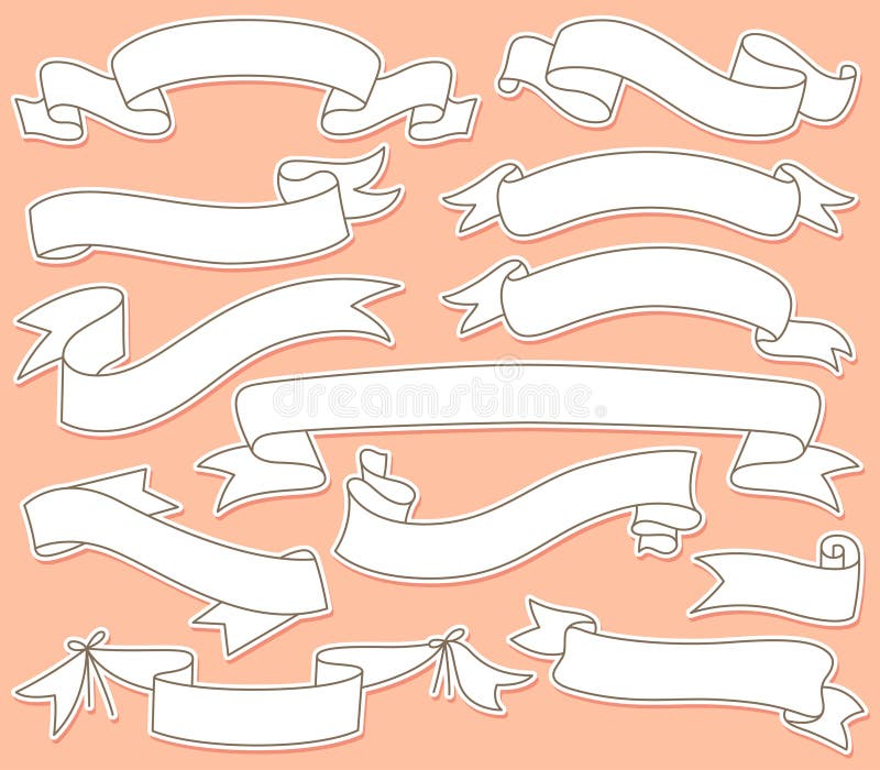 Hand Drawn Ribbon Banners Set Stock Vector - Illustration of decoration ...