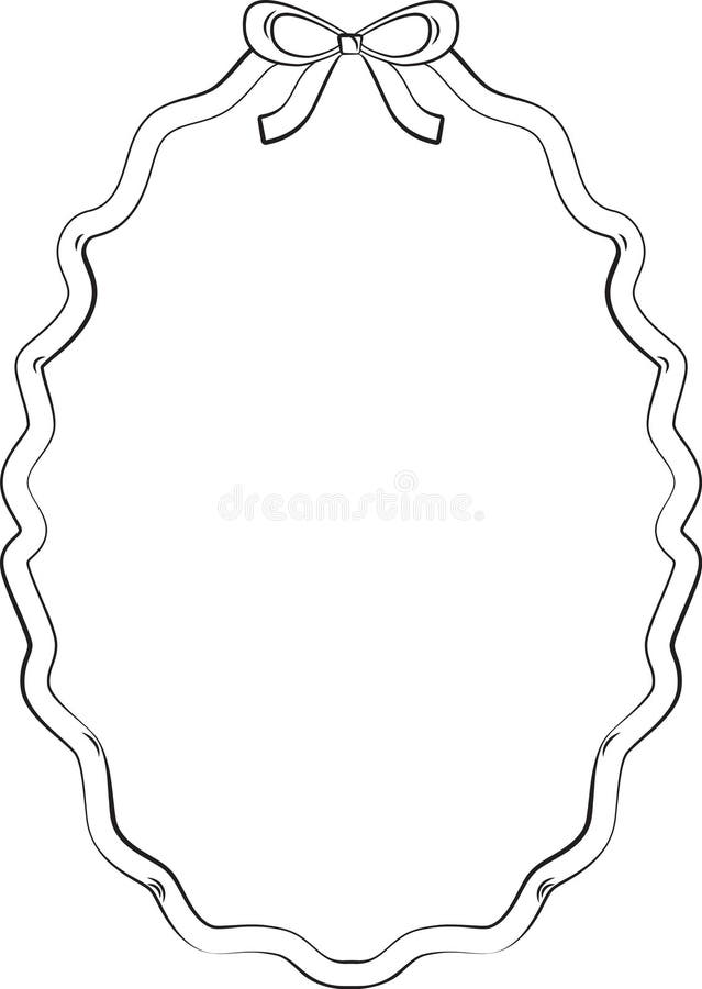 Hand Drawn Ribbon Oval Frame Stock Illustration - Illustration of ...