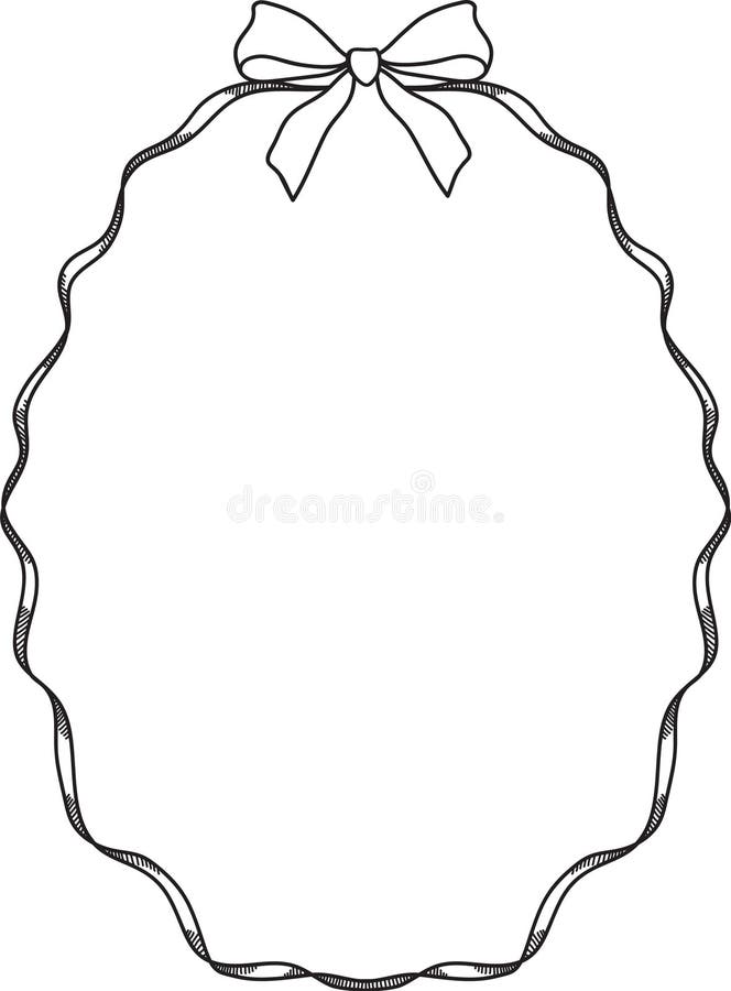 Hand Drawn Ribbon Oval Frame Stock Vector - Illustration of square ...