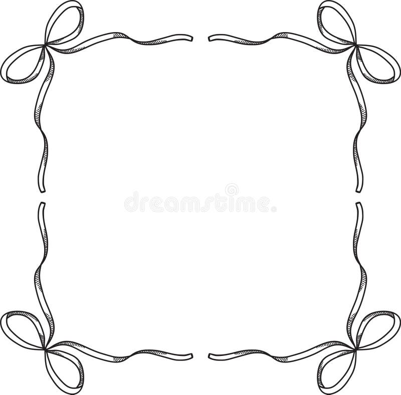 Hand Drawn Ribbon Square Frame Stock Illustration - Illustration of ...