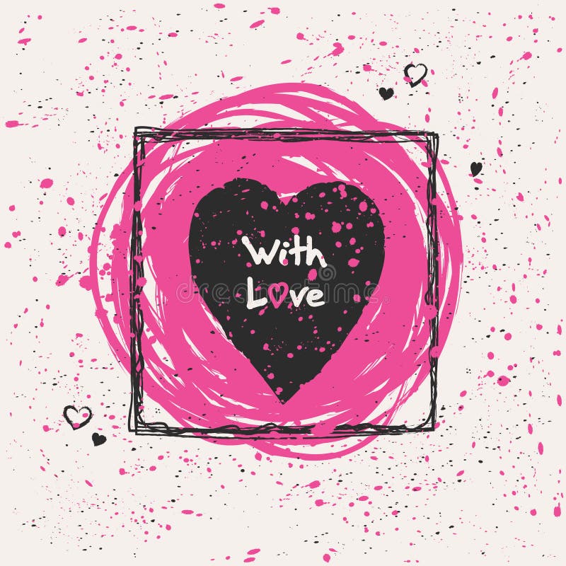 Hand Drawn Romantic Card with Heart Stock Vector - Illustration of ...