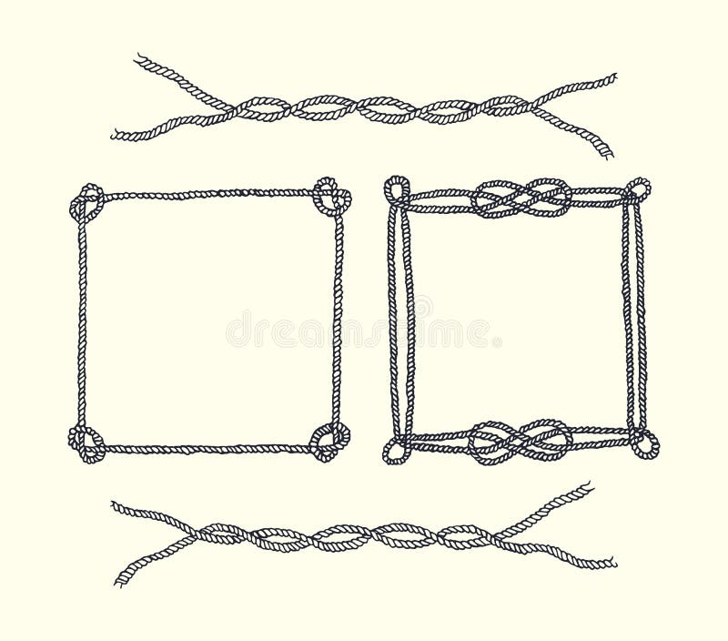 Hand Drawn Rope Frames and Borders Stock Vector - Illustration of kink ...