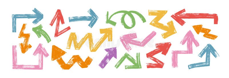 Hand Drawn Rough Arrows Vector Set, Brush Stroke Design Elements ...