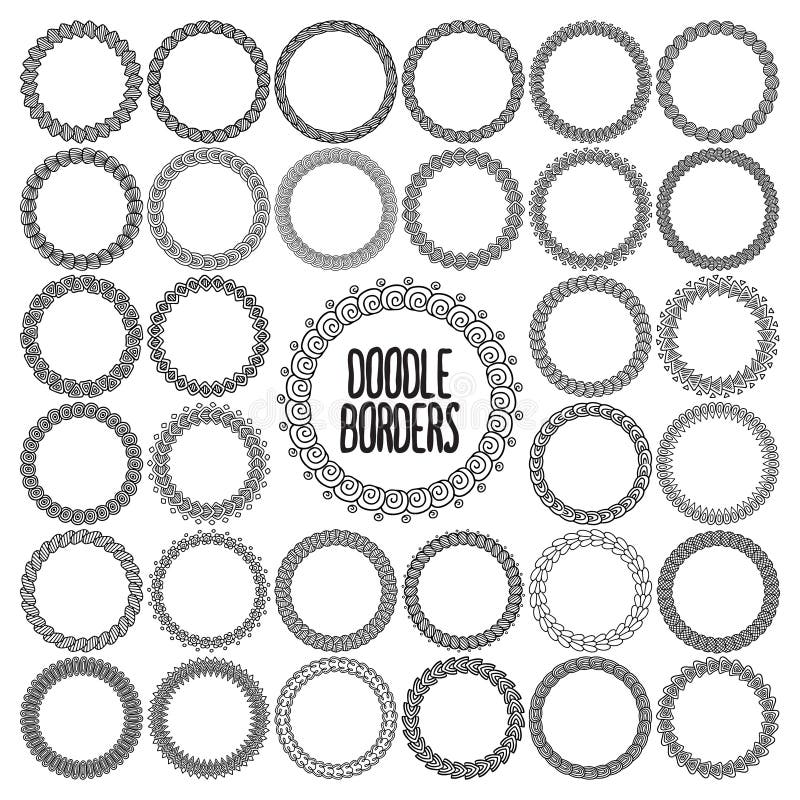 Set with doodle borders stock vector. Illustration of placard - 102337485