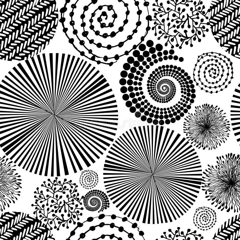 Hand Drawn Round Decor Abstract Elements . Seamless Background of ...