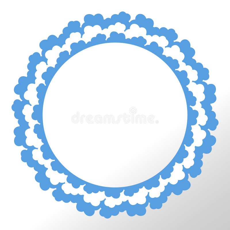 Hand Drawn Round Frame of Blue and White Colors. Simple Decoration ...