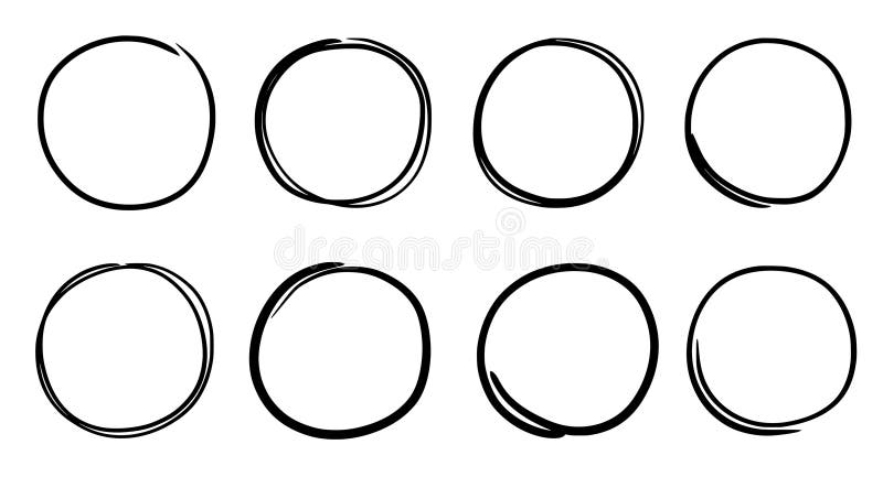 Hand Drawn Round Frame Vector Set. Hand Drawn Sketch Pencil Scribble ...