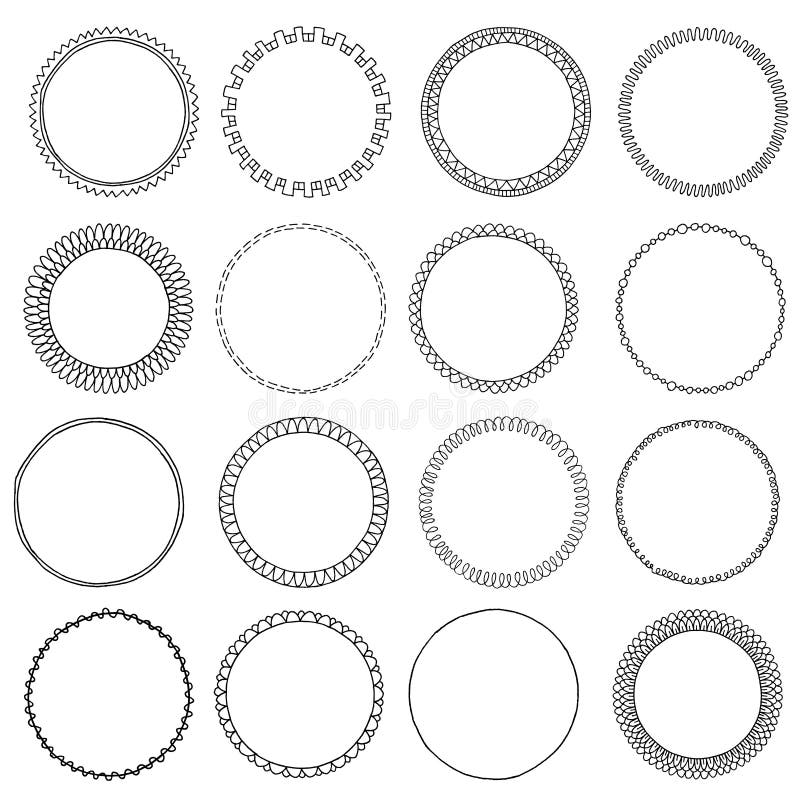 Hand Drawn Round Frames in Cartoon Style Stock Vector - Illustration of ...