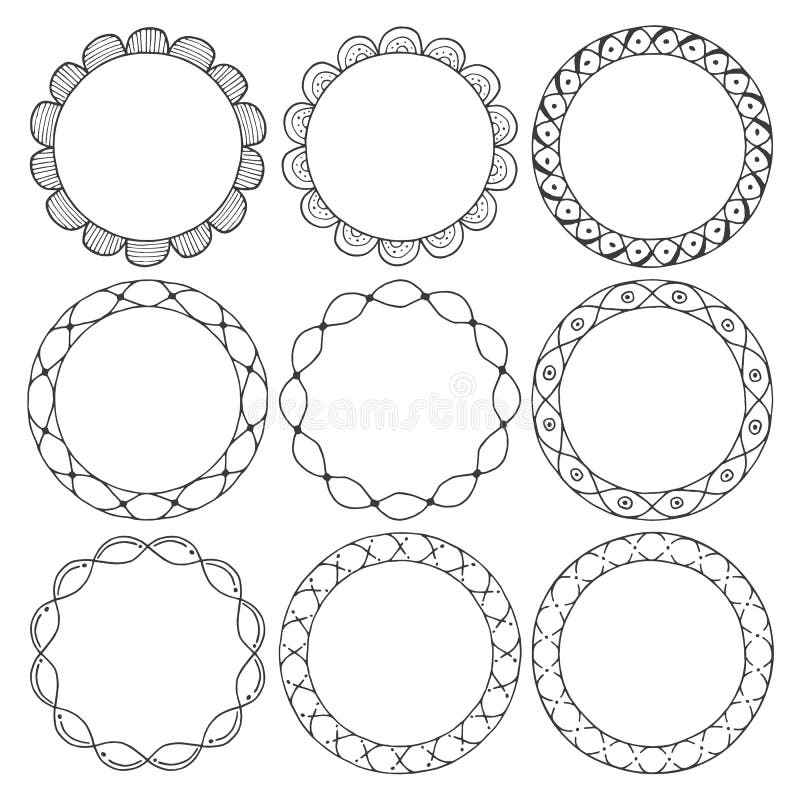 Hand Drawn Round Frames, Circle Ornaments Stock Vector - Illustration ...