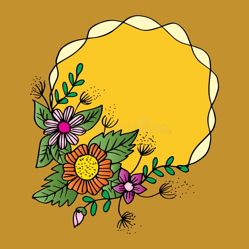 Hand Drawn Rounded Floral Frame. Stock Illustration - Illustration of ...