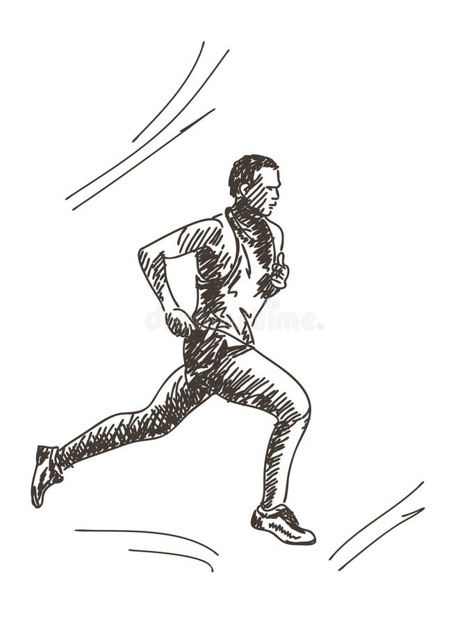 Hand drawn runner stock vector. Illustration of people - 41287856