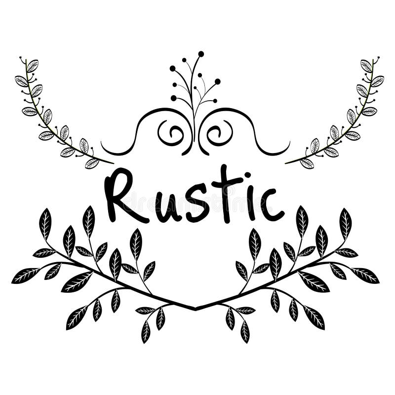 Rustic sign with leaves. stock vector. Illustration of decoration ...