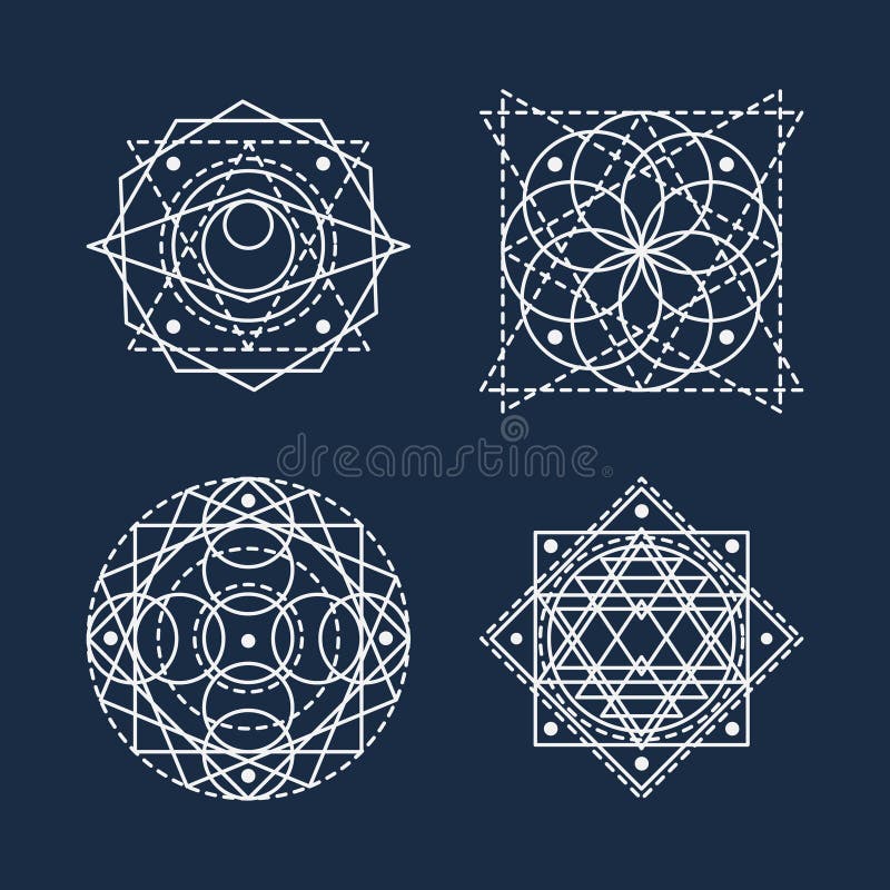 Hand Drawn Sacred Geometry Element Set Vector Illustration. Stock ...