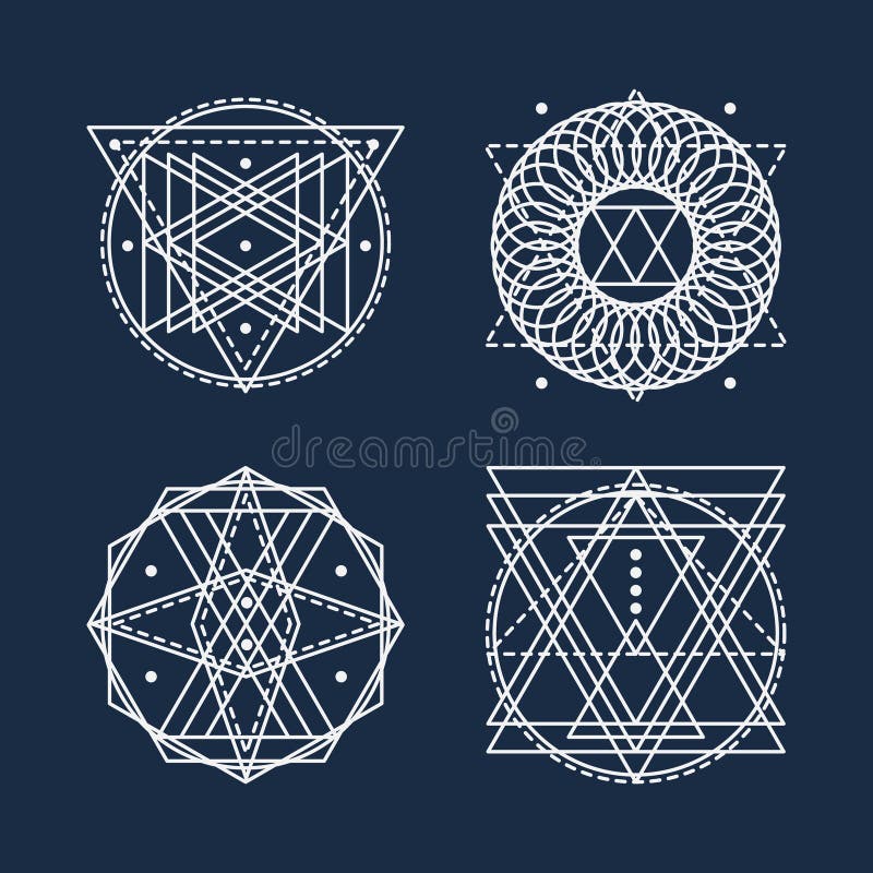 Hand Drawn Sacred Geometry Element Set Vector Illustration. Stock ...