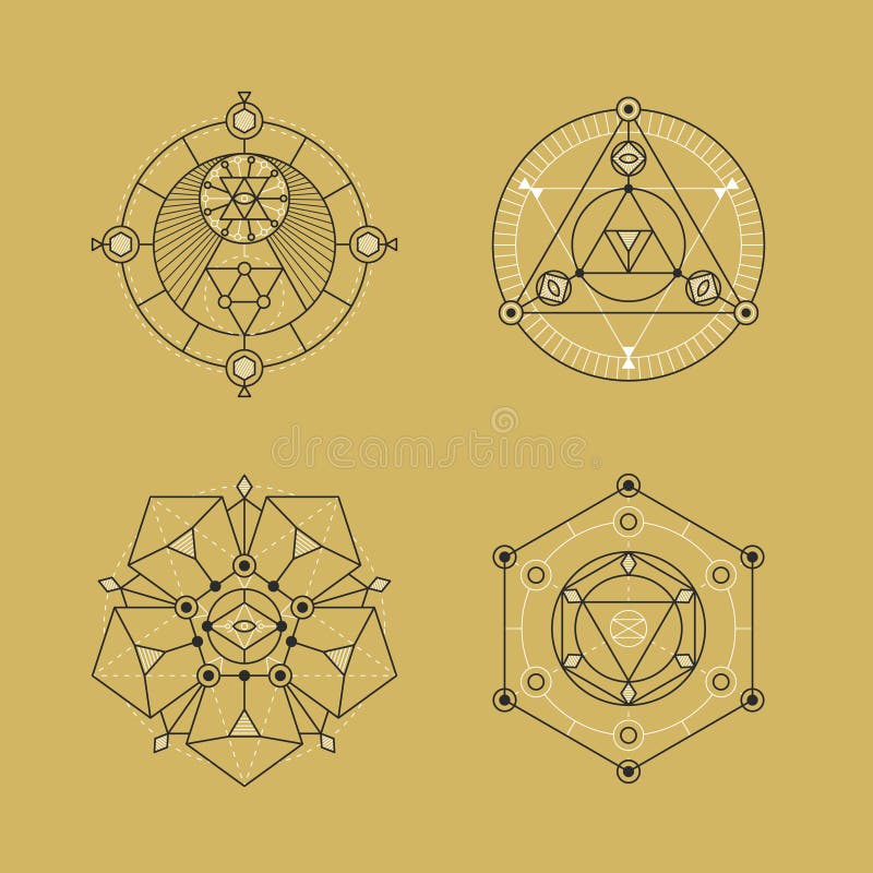 Hand Drawn Sacred Geometry Element Set Vector Illustration. Stock ...