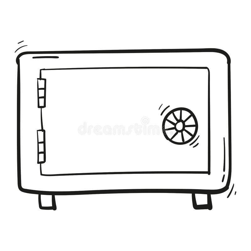 Hand Drawn Safe Icon in Doodle Style Isolated Stock Vector ...