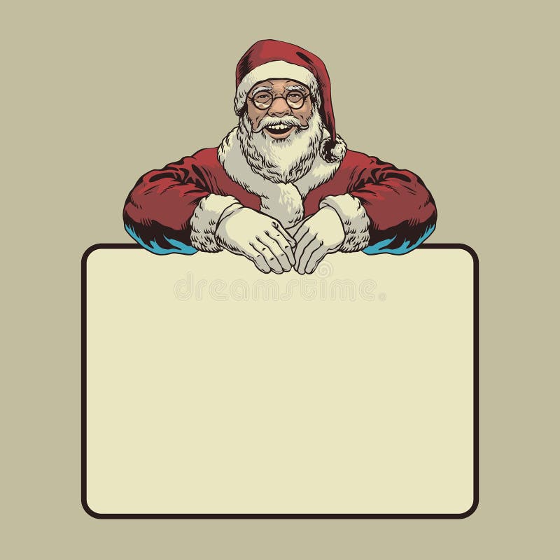 Hand Drawn Santa Claus with Blank Space for Text Vintage Style ...