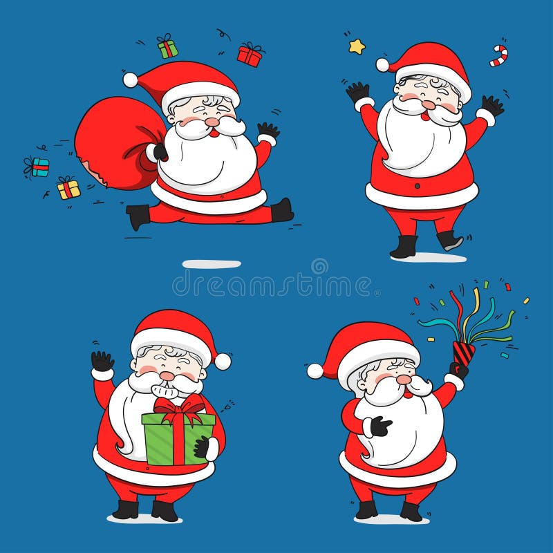 Hand Drawn Santa Claus Characters Collection Abstract Design Vector ...