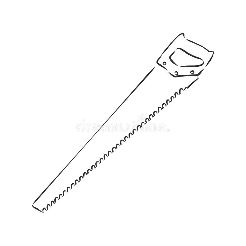 Hand Drawn Saw. Vector Sawing Tool. Carpenter Tool Saw Tool. Sketch ...