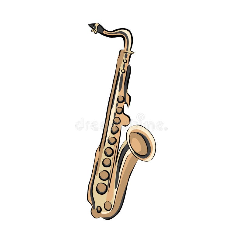 Hand Drawn Saxophone Musical Instrument Stock Vector - Illustration of ...