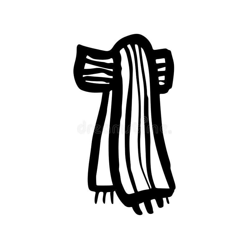Hand Drawn Scarf Vector Icon on White Stock Vector - Illustration of ...