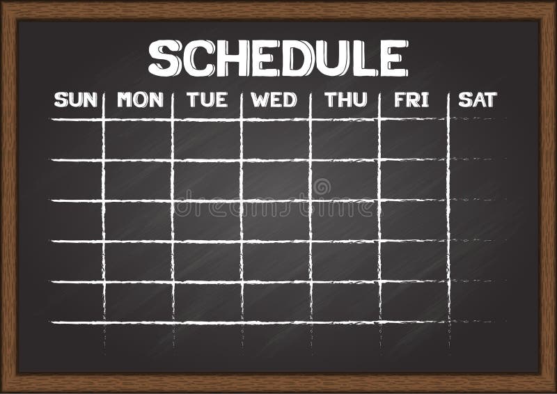 Hand Drawn Schedule on Chalkboard. Stock Vector - Illustration of drawn ...