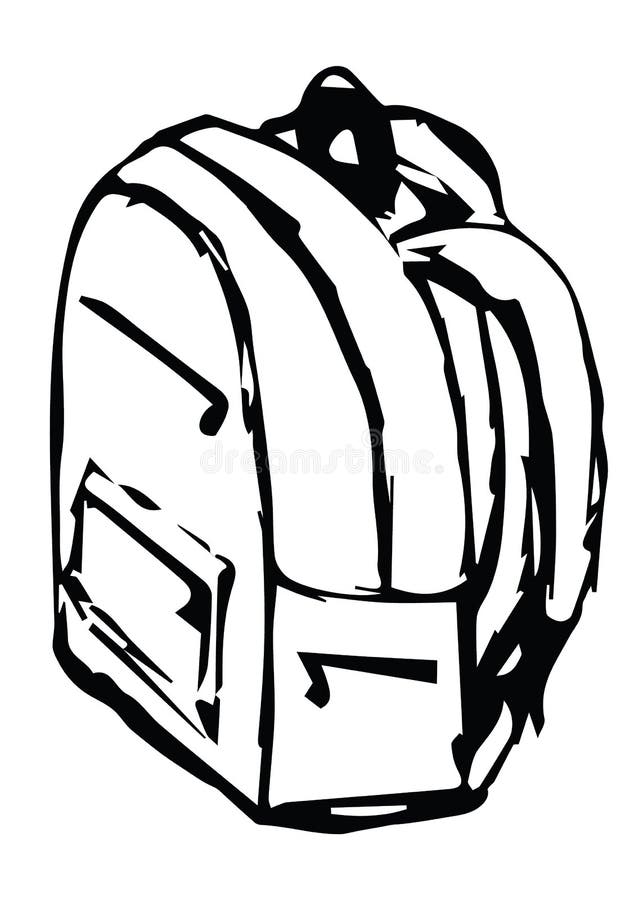 Hand Drawn School Backpack Isolated on White. Stock Vector ...