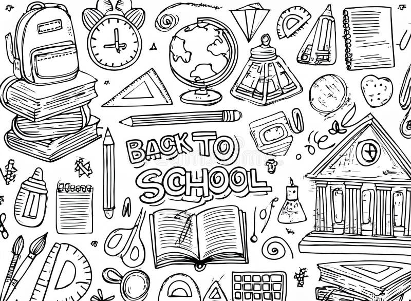 Hand Drawn School Elements. Seamless Pattern Stock Illustration - Illustration of diagram ...