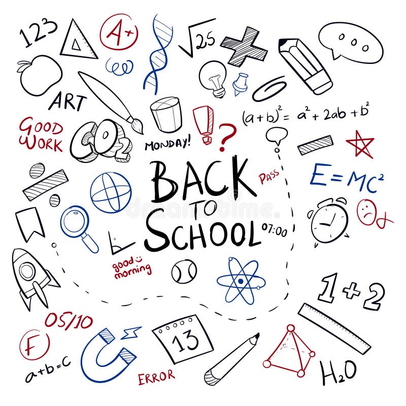 Hand Drawn School Scribble Doodle Symbols Vector Random Hand Drawn ...
