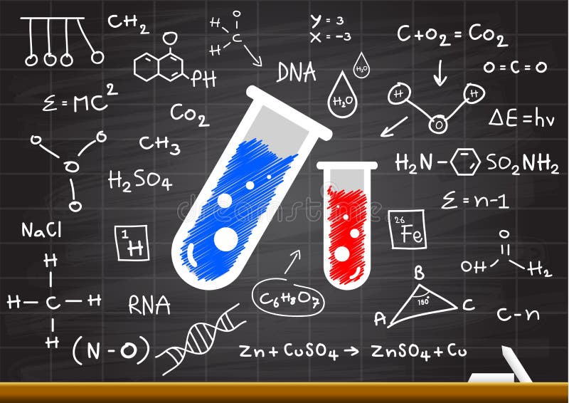 Hand Drawn Science on Chalkboard Stock Vector - Illustration of back ...
