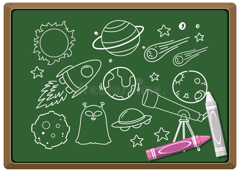 Hand Drawn Science Element on Chalkboard Stock Vector - Illustration of ...